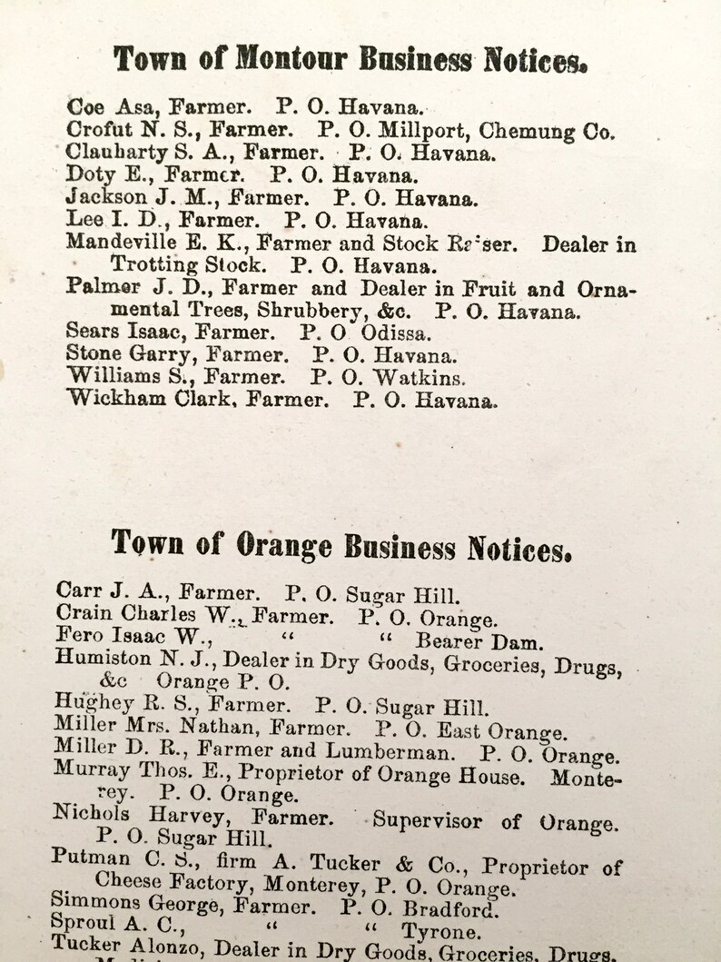 Antique 1874 Montour, New York Map From Pomeroy, Whitman & Co. Atlas of ...