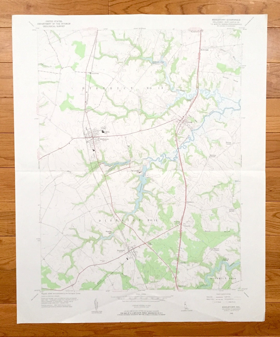 Antique Middletown, Delaware 1953 US Geological Survey Topographic Map ...
