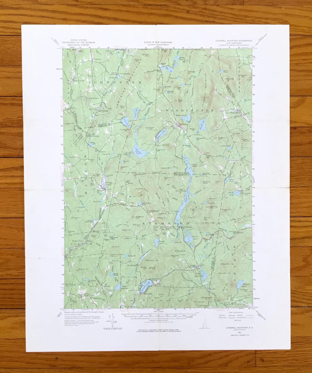 Antique Lovewell Mountain, New Hampshire 1957 US Geological Survey ...