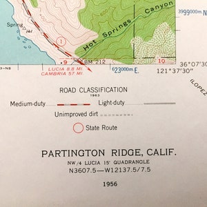 Antique Partington Ridge, California 1956 US Geological Survey ...