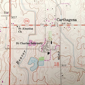 Antique Montezuma, Ohio 1961 US Geological Survey Topographic Map ...
