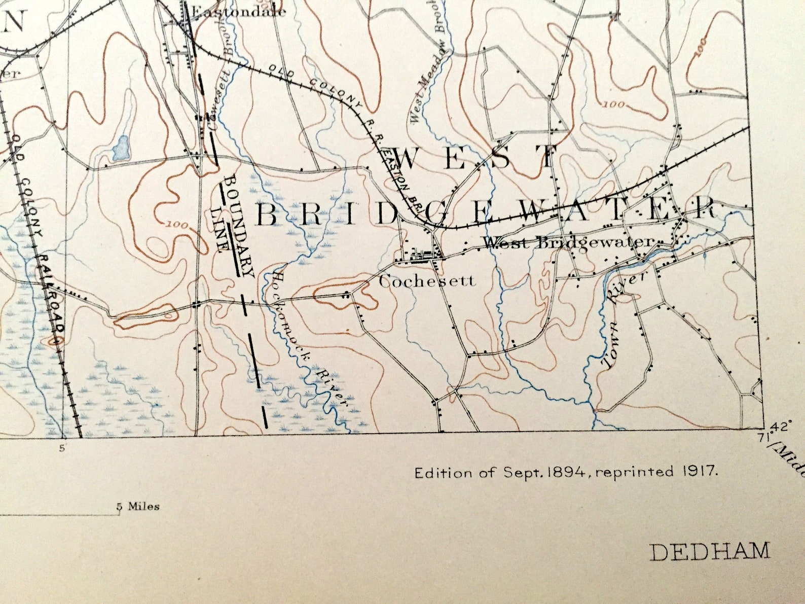 Antique Dedham Massachusetts 1894 US Geological Survey - Etsy