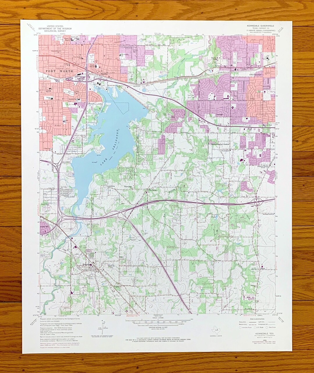 Antique Fort Worth, Texas 1955 US Geological Survey Topographic Map ...