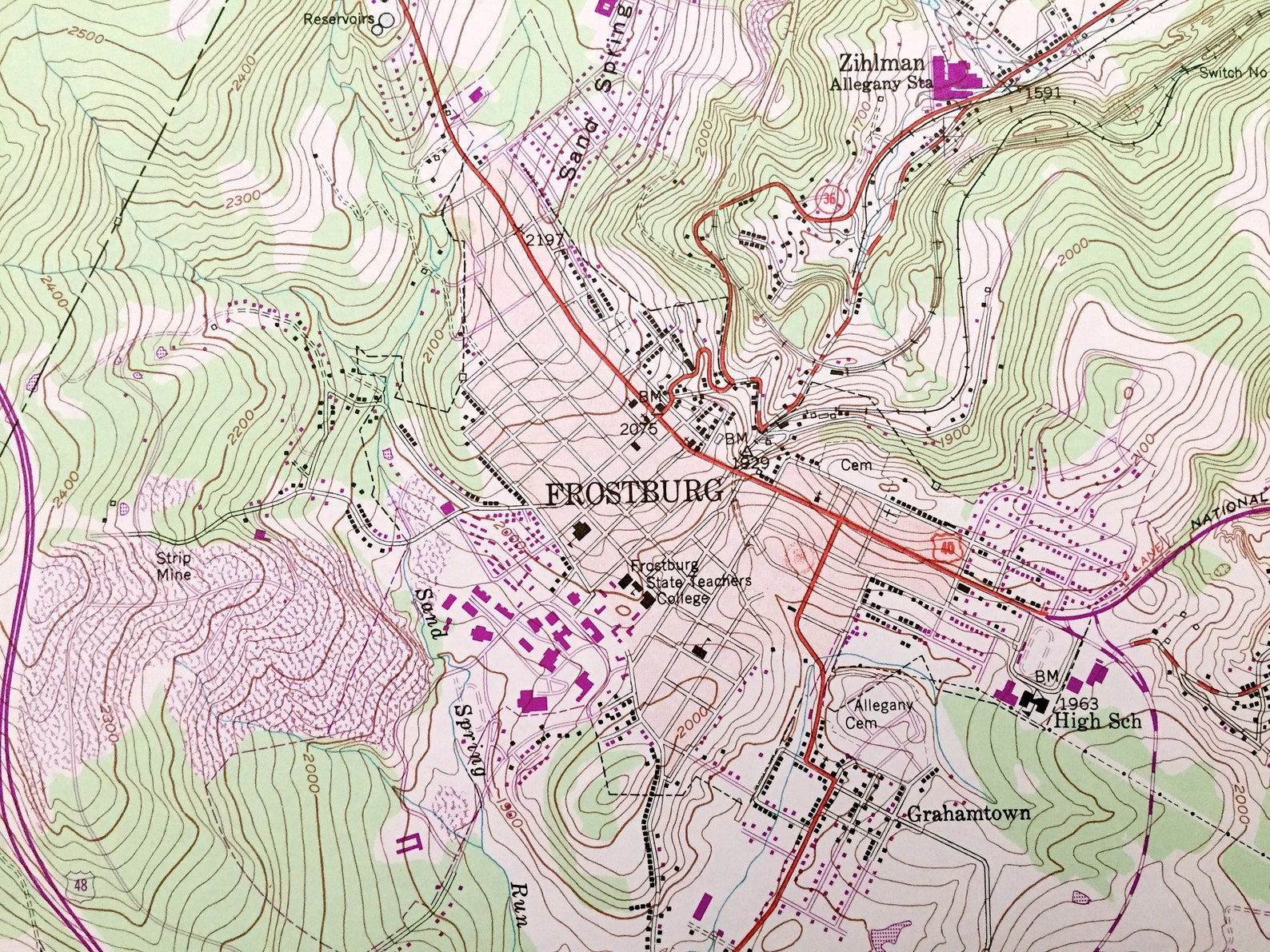 Antique Frostburg, Maryland 1949 US Geological Survey Topographic Map ...