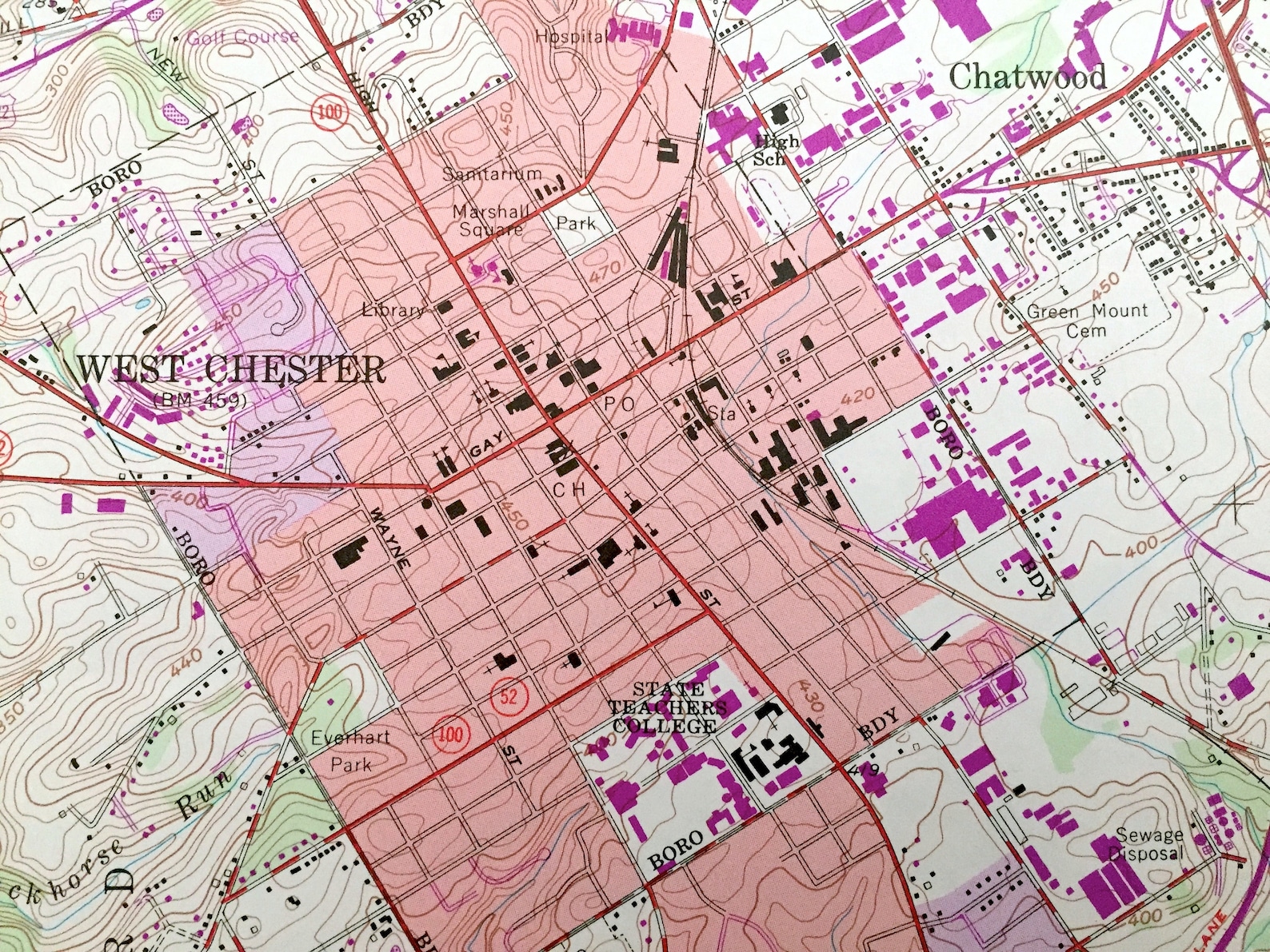 Antique West Chester Pennsylvania 1954 US Geological Survey | Etsy