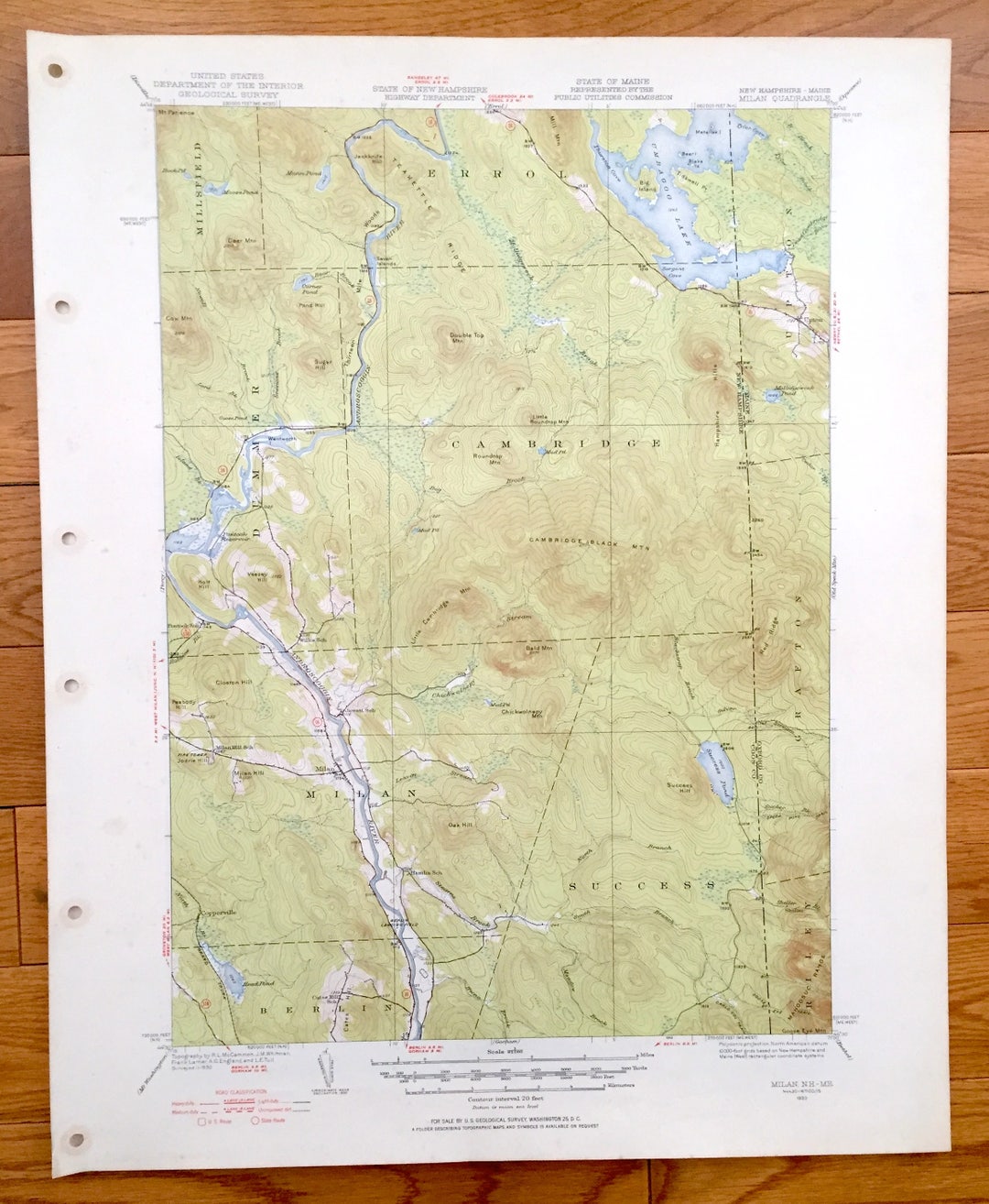 Antique Milan, New Hampshire 1930 US Geological Survey Topographic Map ...