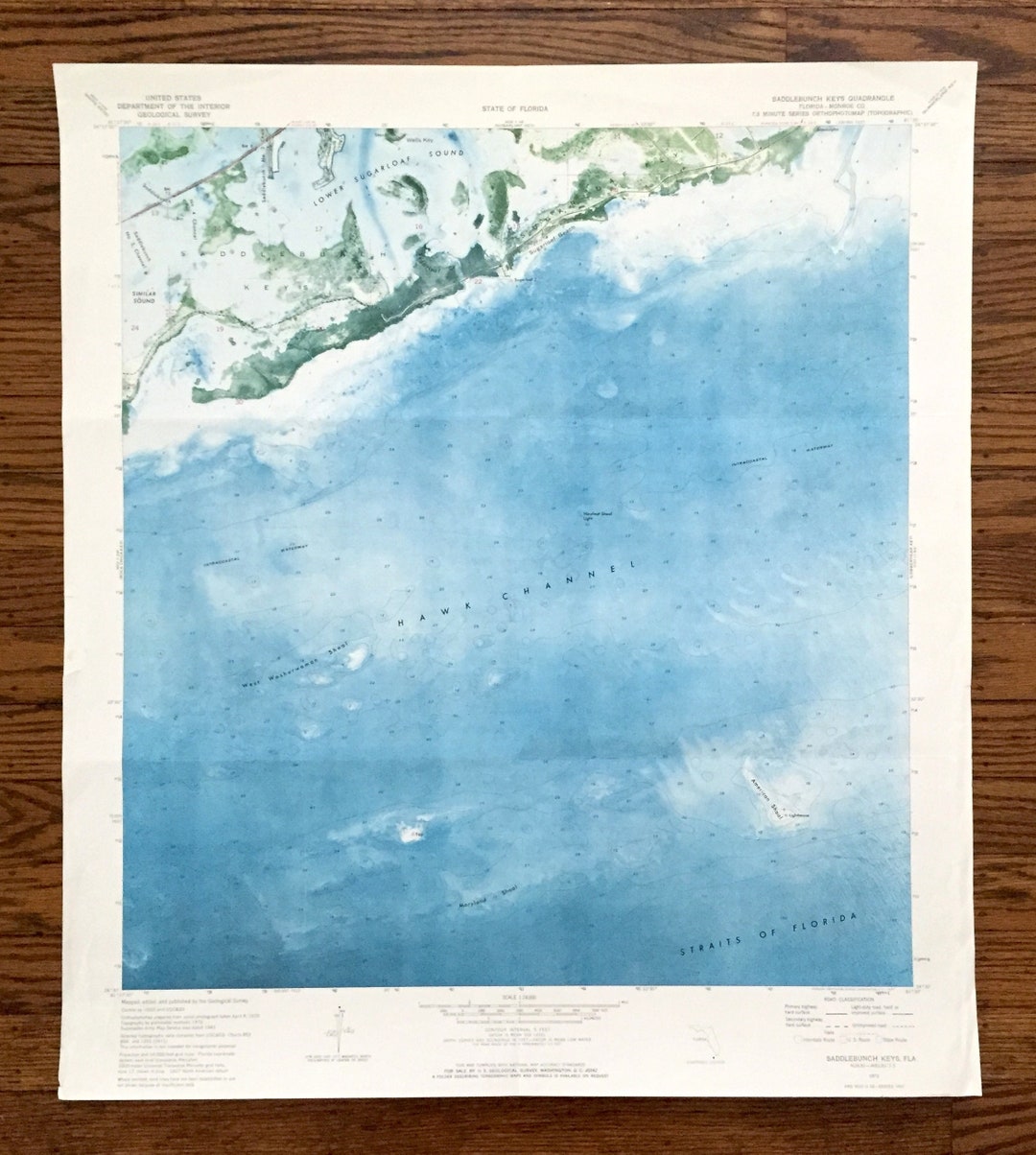 Antique Saddlebunch Keys, Florida 1972 US Geological Survey Topographic ...