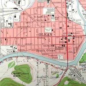 Antique Olean, New York 1961 US Geological Survey Topographic Map ...