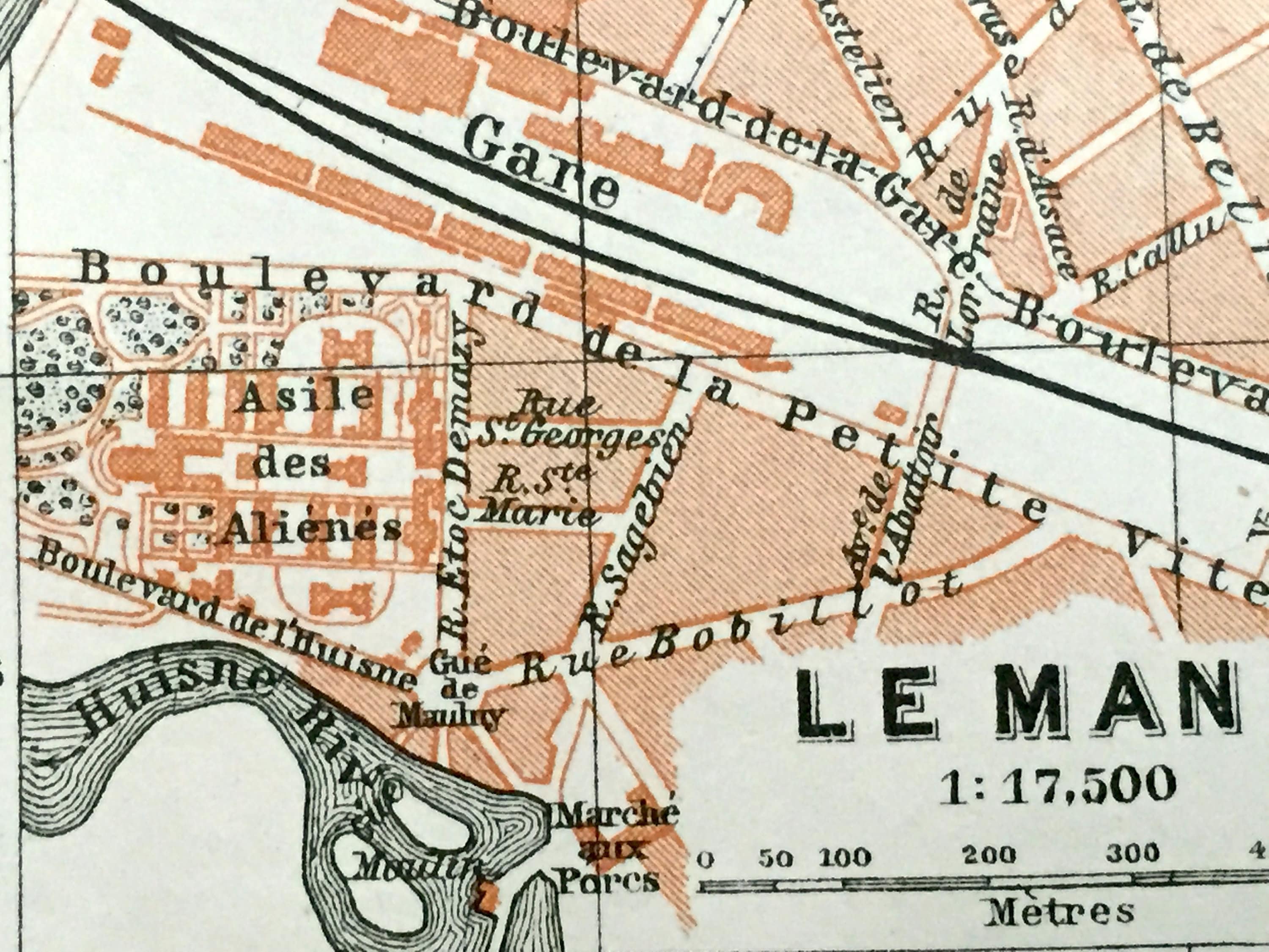 Antique 1909 Le Mans France Map From Baedekers Guide Atlas - Etsy Australia