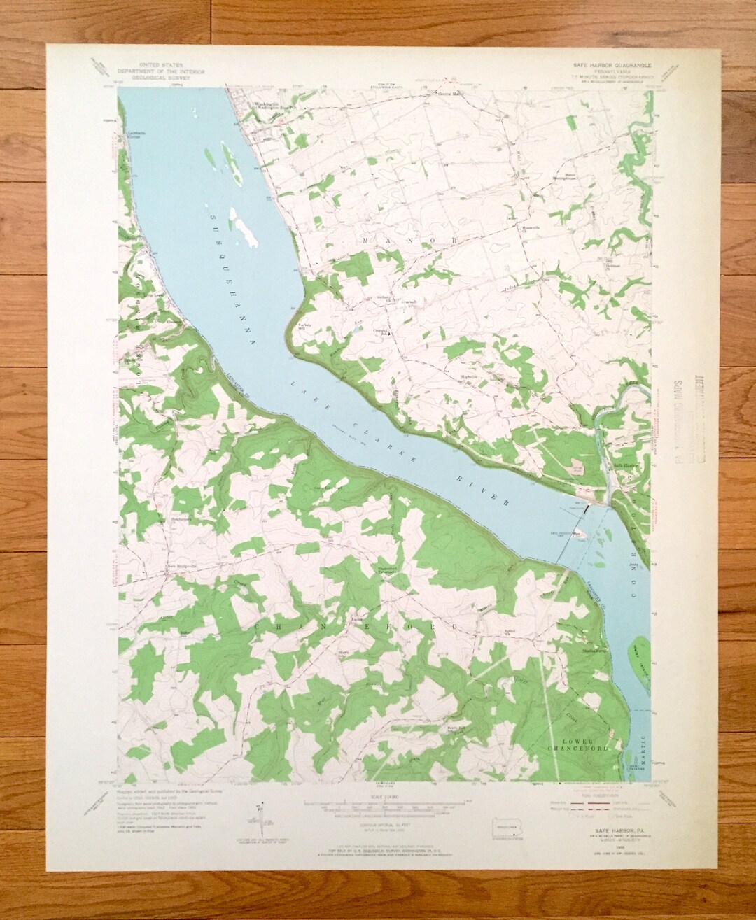 Antique Safe Harbor, Pennsylvania 1955 US Geological Survey Topographic ...