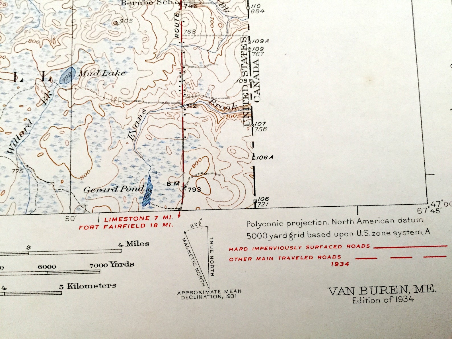 Antique Van Buren, Maine 1934 US Geological Survey Topographic Map ...