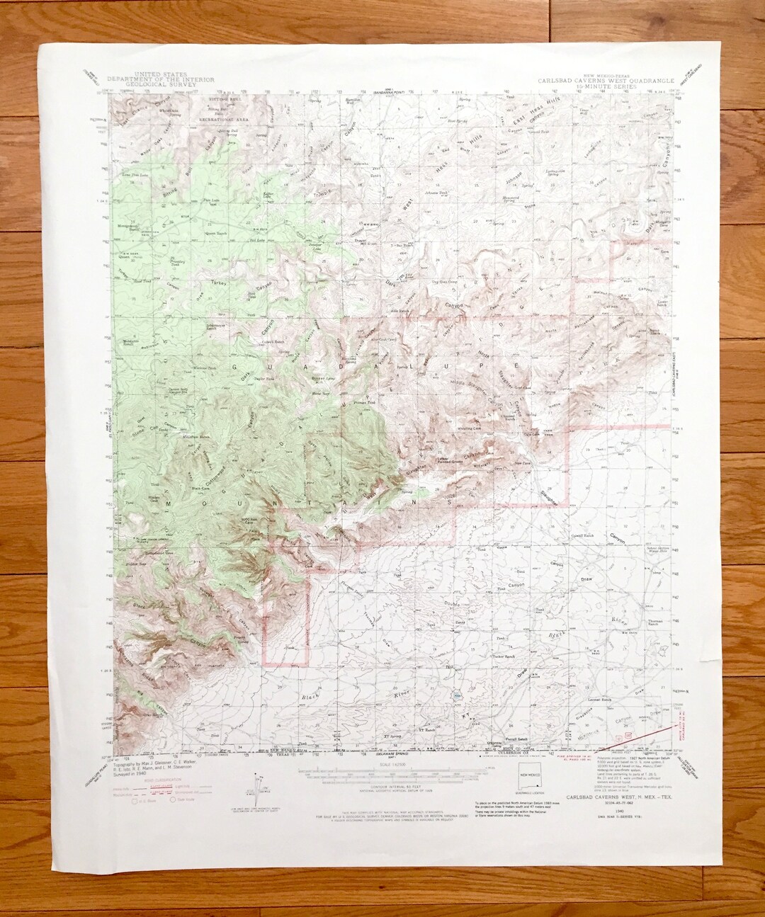 Antique Carlsbad Caverns, New Mexico 1940 US Geological Survey ...
