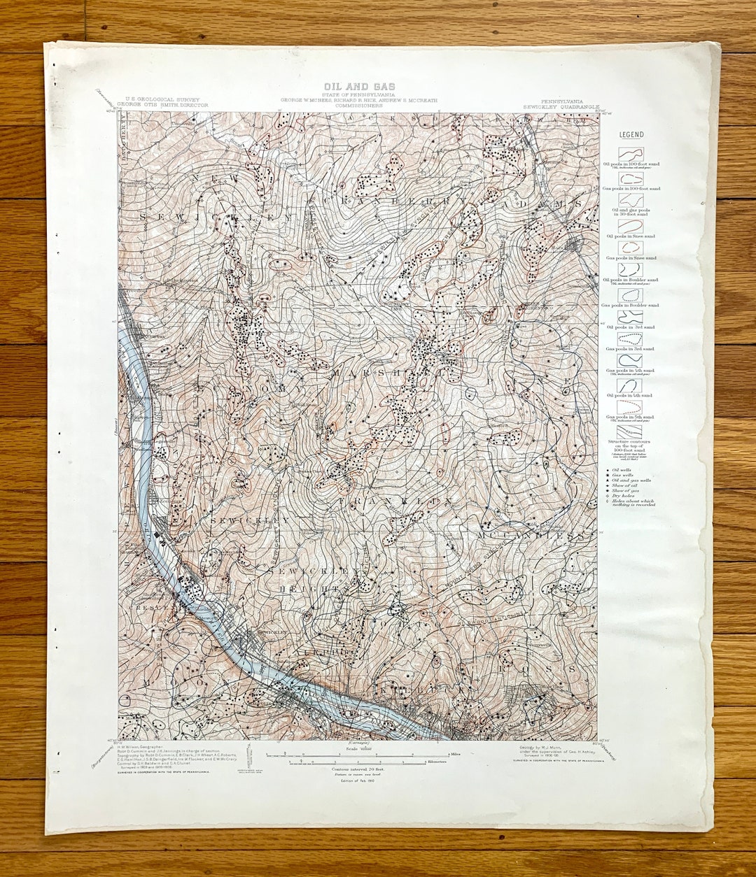 Antique Sewickley, Pennsylvania 1903 US Geological Survey Topographic ...