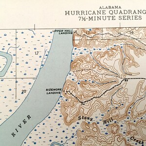Antique Hurricane, Alabama 1943 US Geological Survey Topographic Map ...