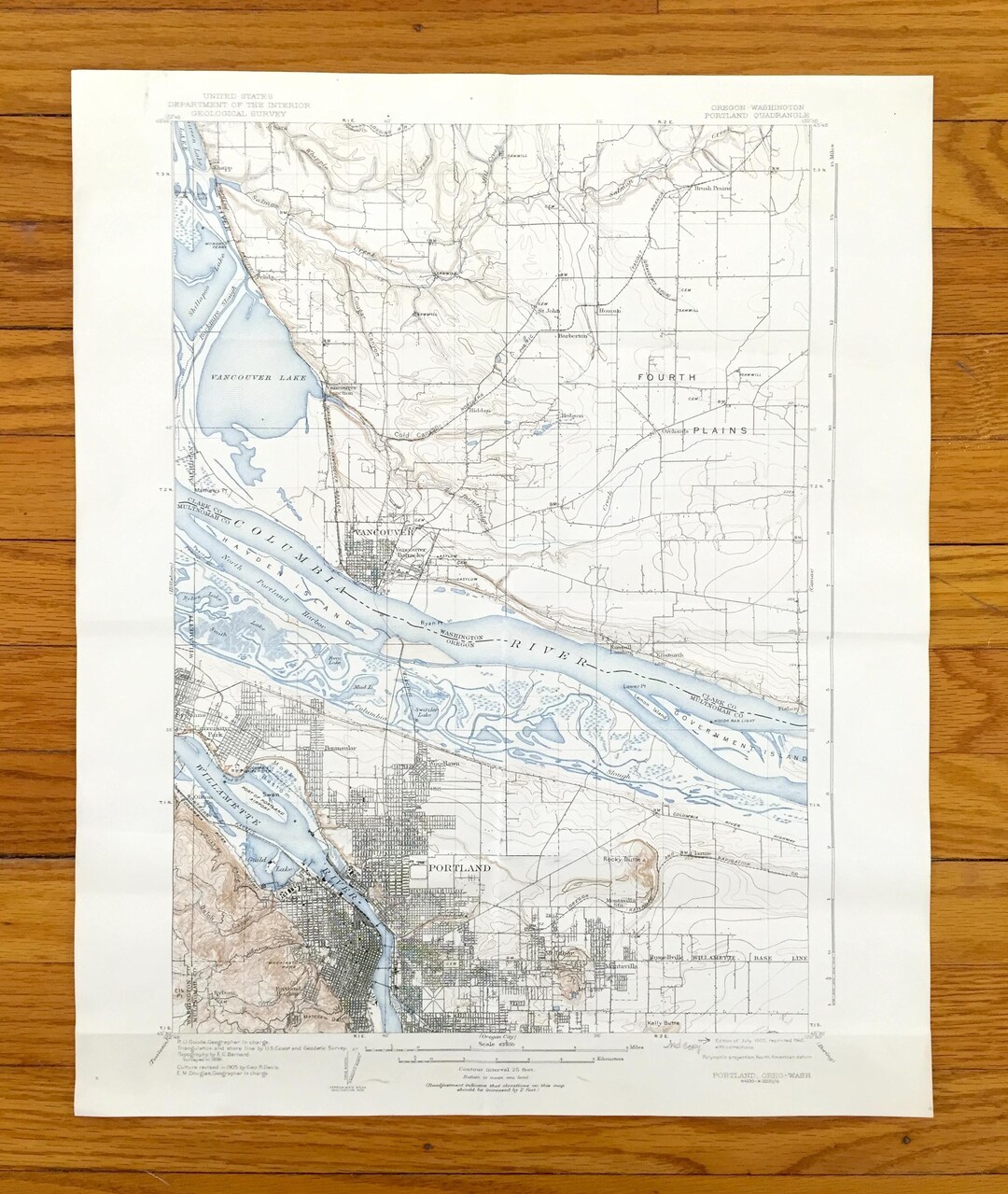 Antique Portland, Oregon 1905 US Geological Survey Topographic Map ...