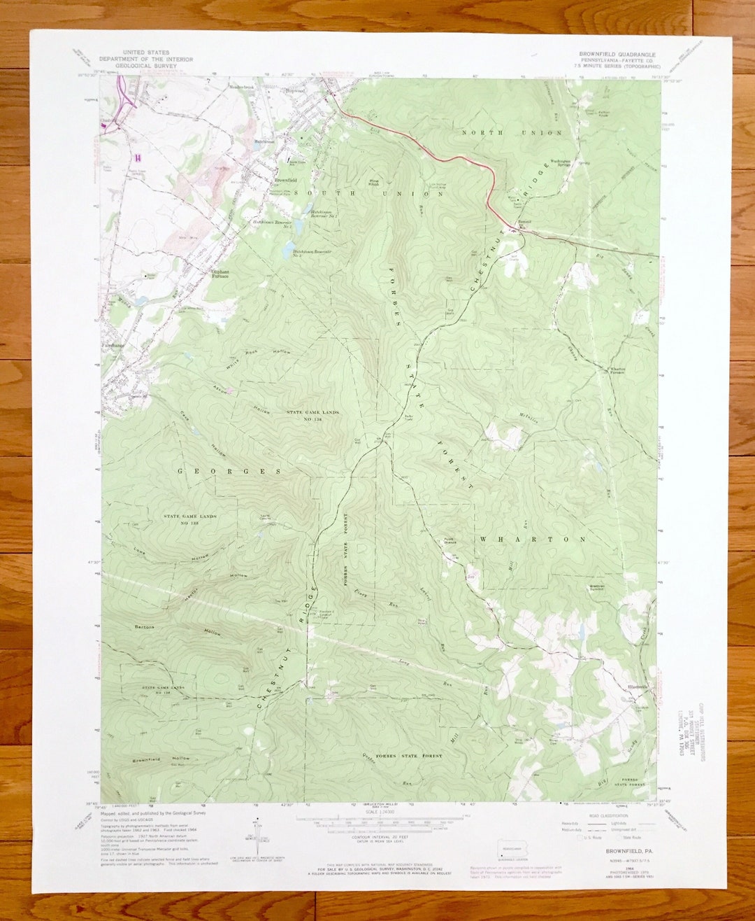 Antique Brownfield, Pennsylvania 1964 US Geological Survey Topographic ...