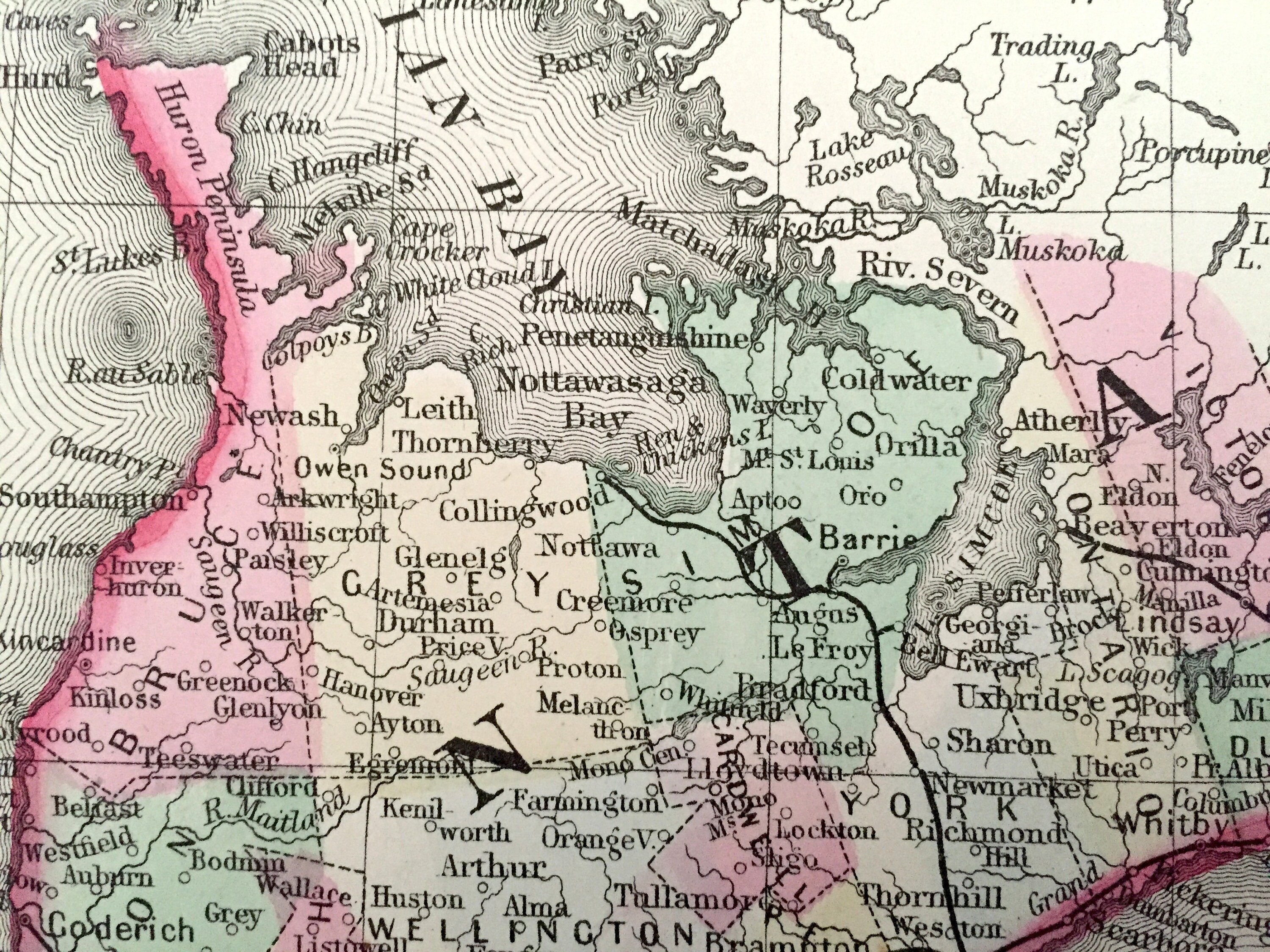 Antique 1871 Ontario, Canada Map by S.A. Mitchell – Toronto, Ottawa ...