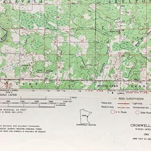 Antique Cromwell, Minnesota 1961 US Geological Survey Topographic Map ...
