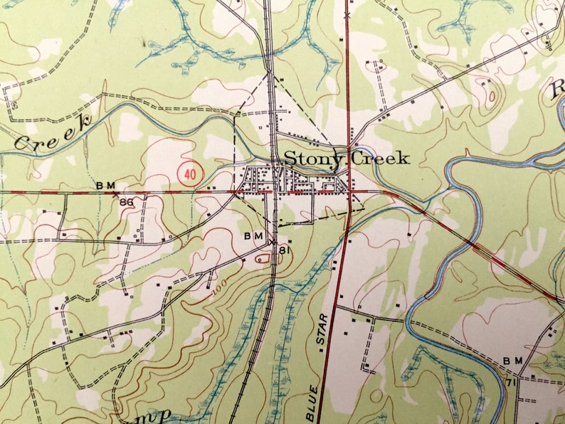 Antique Jarratt, Virginia 1951 US Geological Survey Topographic Map ...