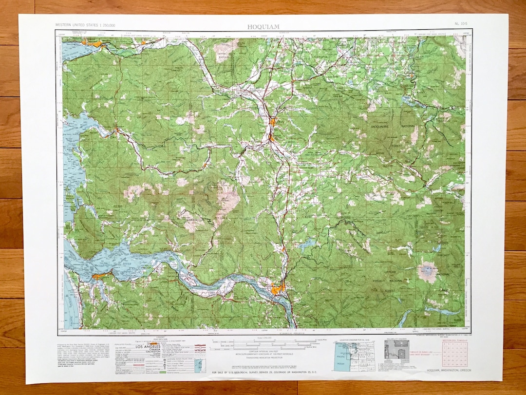 Mapa topográfico antiguo de Hoquiam, Washington, 1962, del Servicio ...