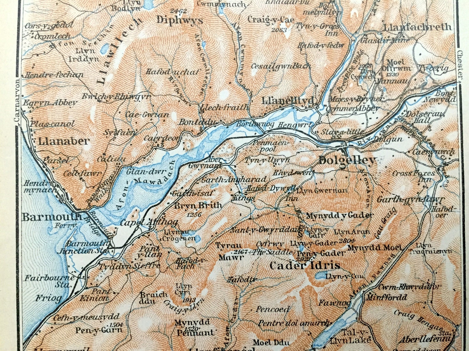 Antique 1927 Gwynedd Wales Map from Baedekers Atlas of Great | Etsy