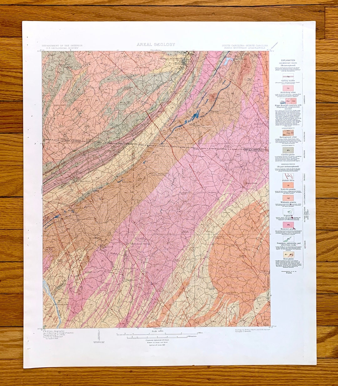 Antique Kings Mountain, North Carolina 1931 US Geological Survey ...