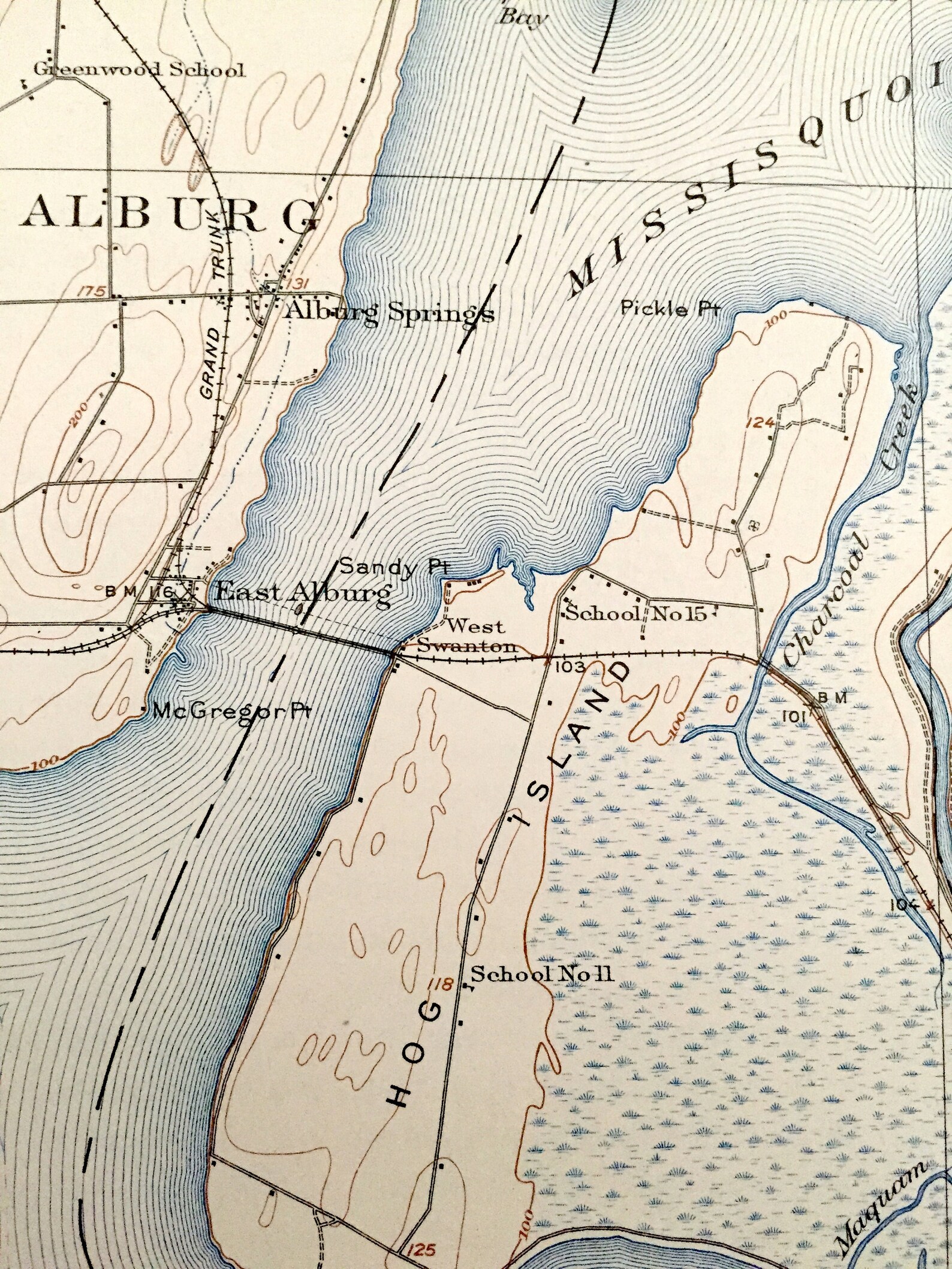 Antique St Albans, Vermont 1916 US Geological Survey Topographic Map ...