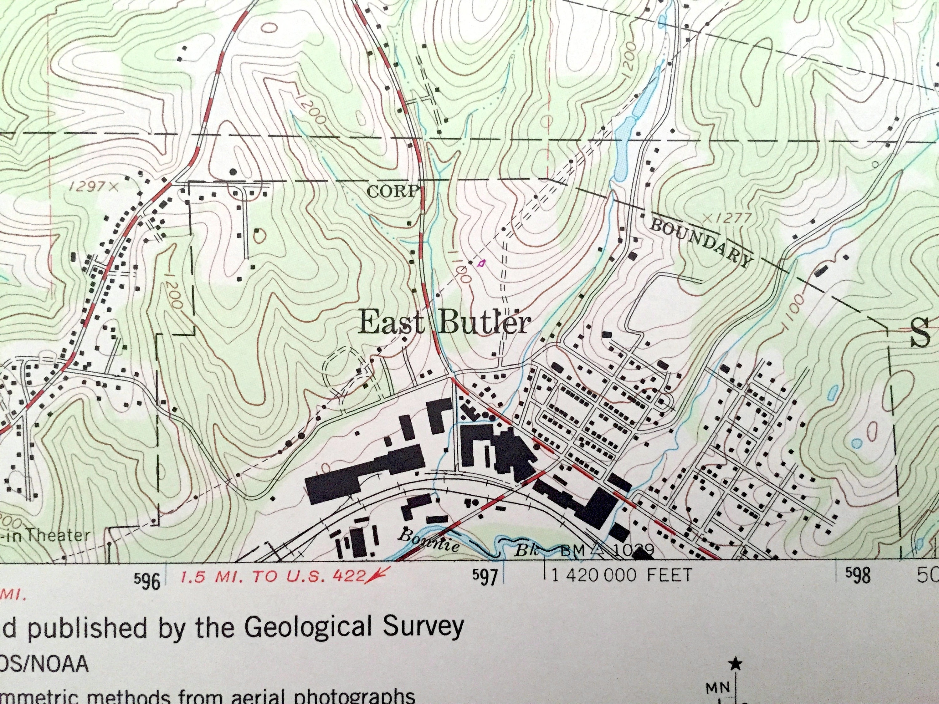 Antique East Butler, Pennsylvania 1964 US Geological Survey Topographic ...