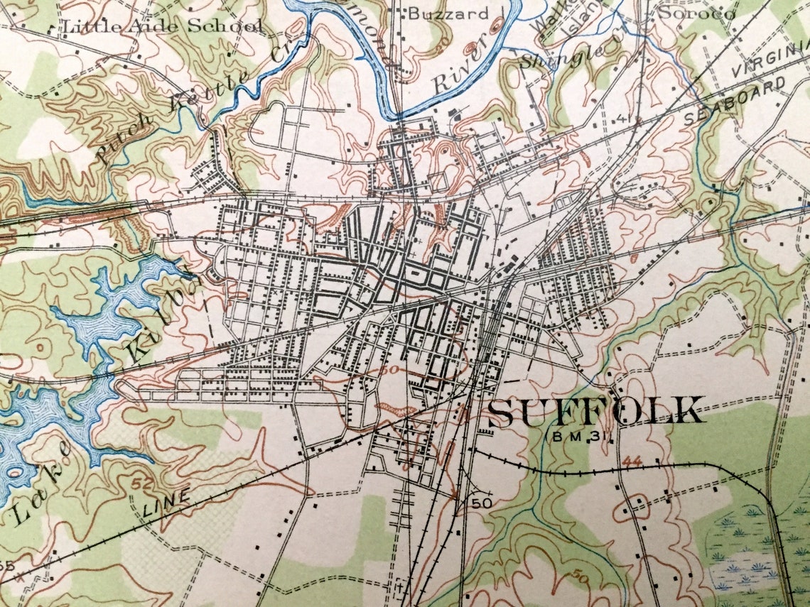 Antique Suffolk Virginia 1919 US Geological Survey | Etsy