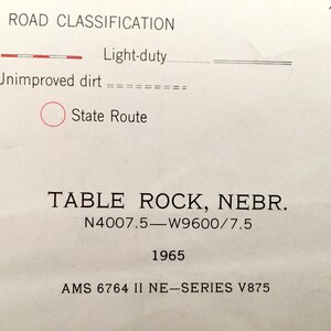 Antique Table Rock, Nebraska 1965 US Geological Survey Topographic Map ...