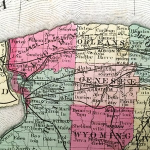 Antique 1874 New York State Map From Pomeroy, Whitman & Co. Atlas of ...