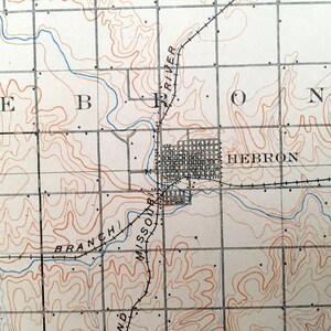 Antique Hebron, Nebraska 1898 US Geological Survey Topographic Map ...