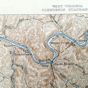 Antique Clendenin, West Virginia 1909 US Geological Survey Topographic ...