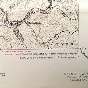 Antique Eccles, West Virginia 1932 US Geological Survey Topographic Map ...