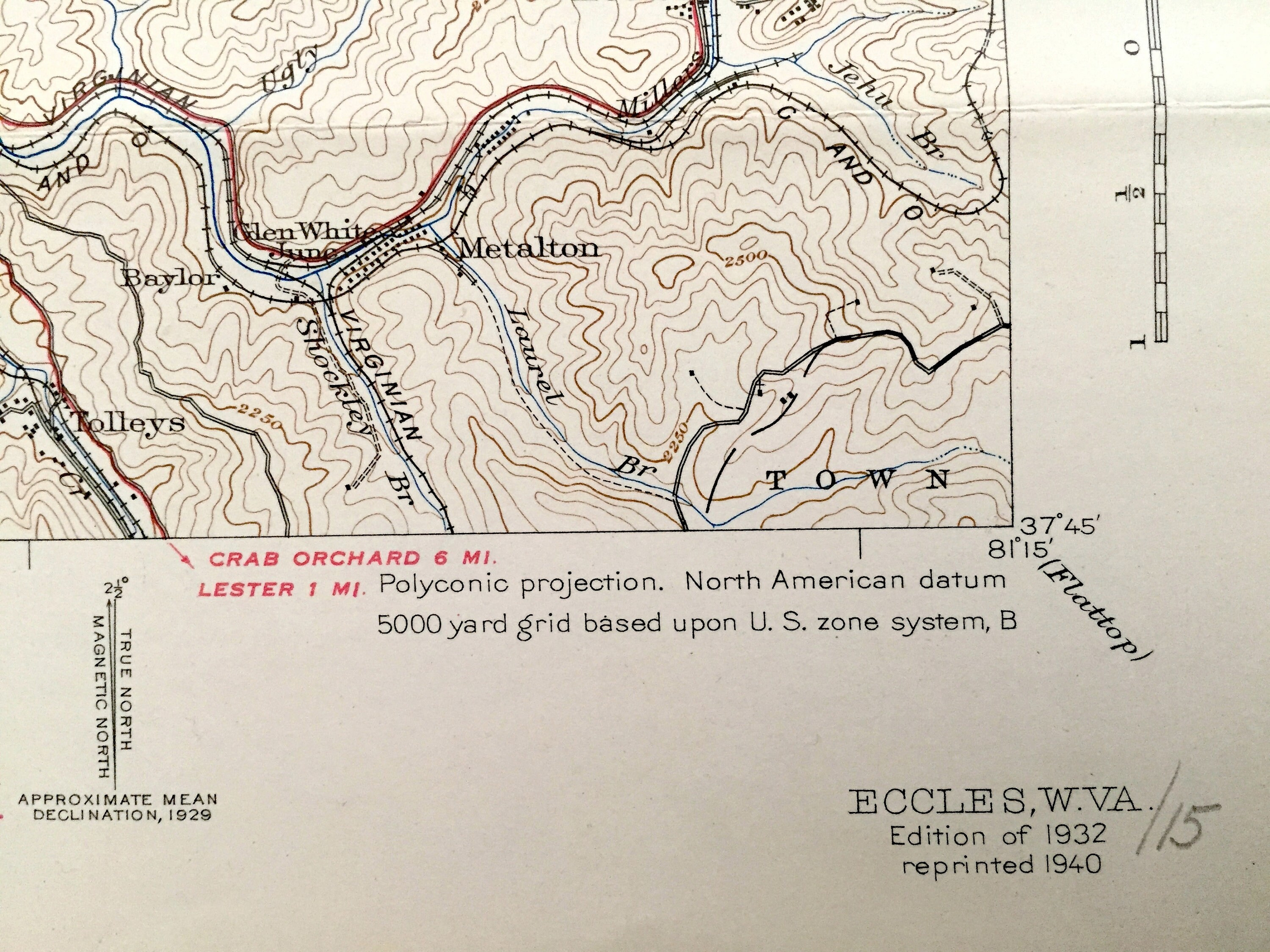 Antique Eccles, West Virginia 1932 US Geological Survey Topographic Map ...