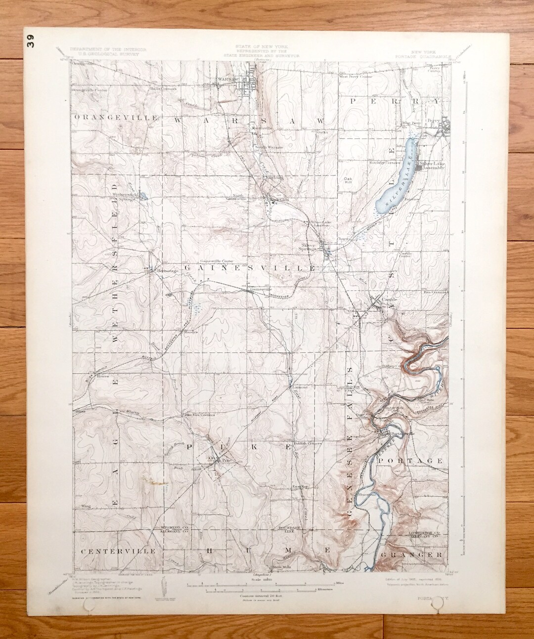 Antique Portage, New York 1905 US Geological Survey Topographic Map ...