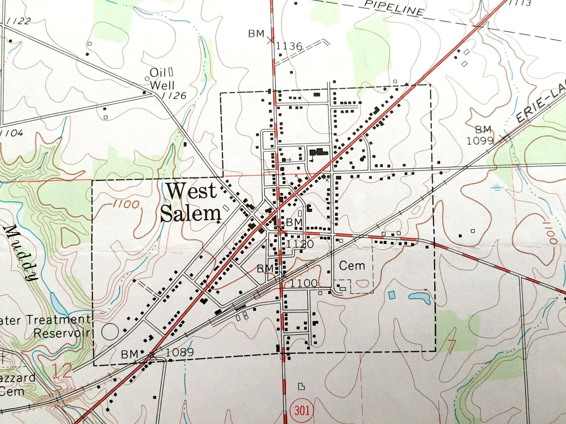 Antique West Salem Ohio 1961 US Geological Survey Topographic - Etsy