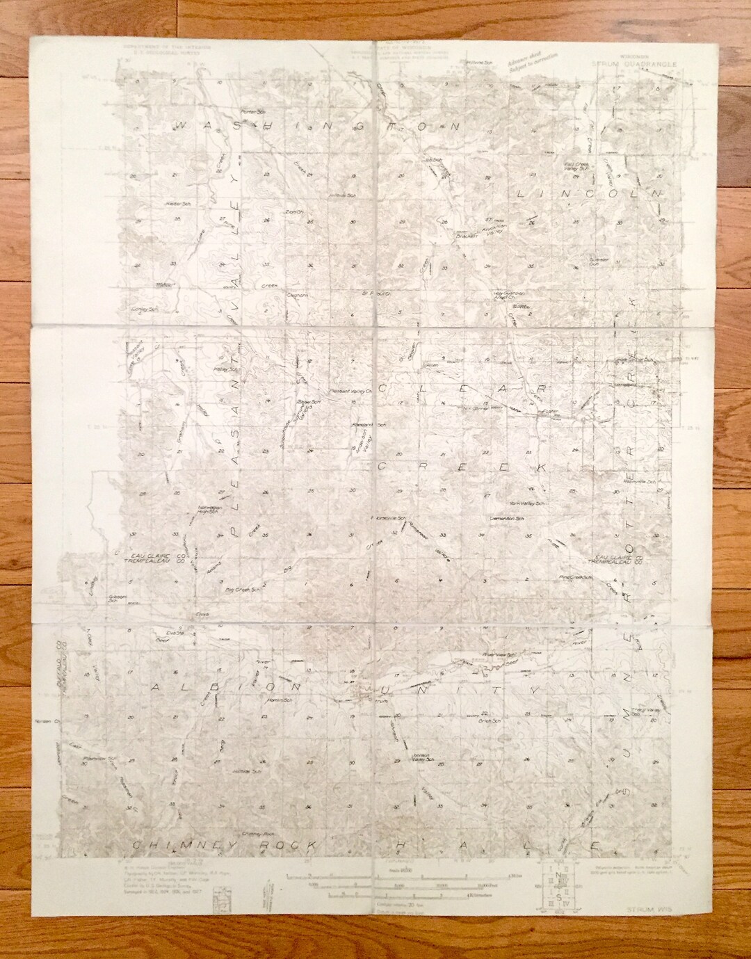 Antique Strum, Wisconsin 1927 US Geological Survey Topographic Map ...