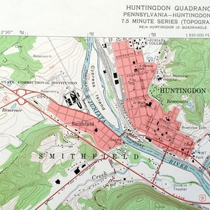 Antique Huntingdon, Pennsylvania 1963 US Geological Survey Topographic ...