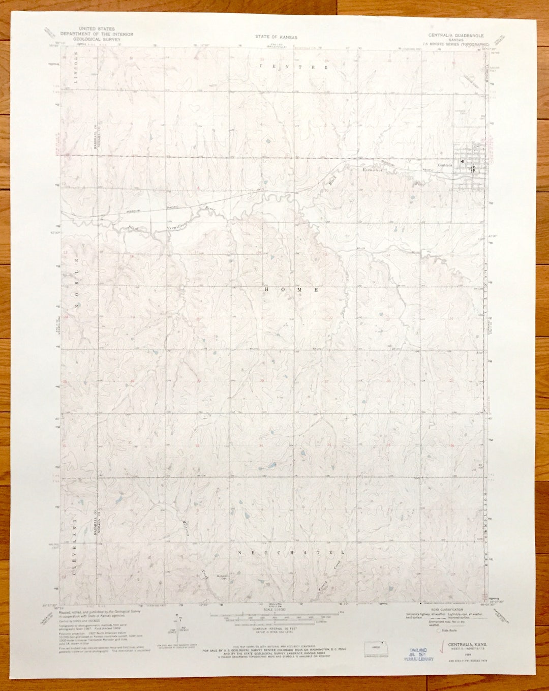 Antique Centralia, Kansas 1969 US Geological Survey Topographic Map ...
