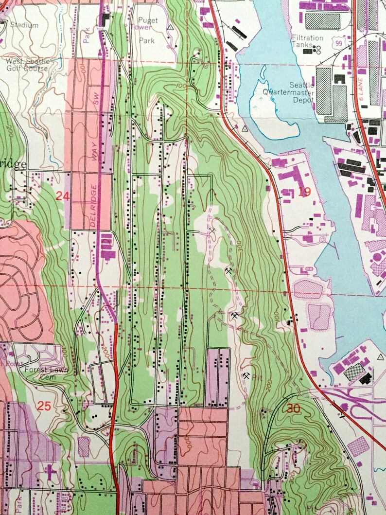 Antique Seattle Washington 1949 US Geological Survey | Etsy