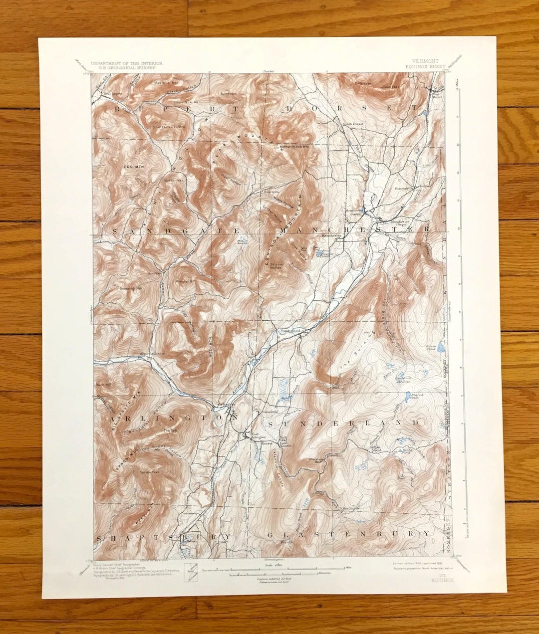 Antique Equinox, Vermont 1900 US Geological Survey Topographic Map ...