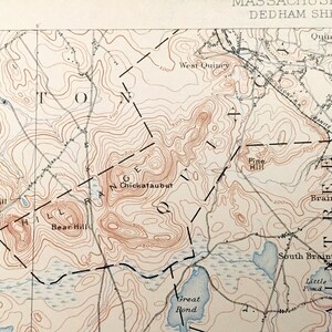 Antique Dedham, Massachusetts 1894 US Geological Survey Topographic Map ...