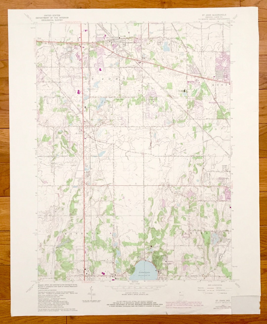Antique St. John, Indiana 1962 US Geological Survey Topographic Map ...