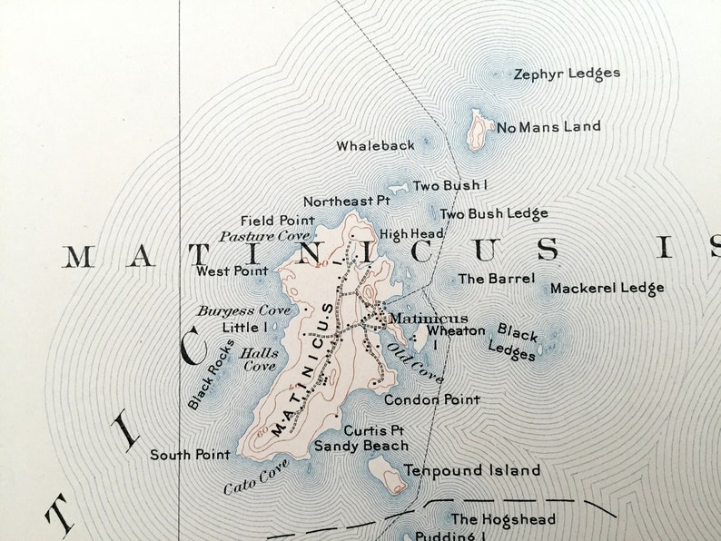 Antique Matinicus, Maine 1906 US Geological Survey Topographic Map ...