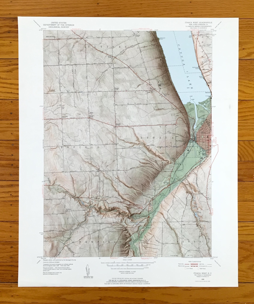 Antique Ithaca West, New York 1949 US Geological Survey Topographic Map ...