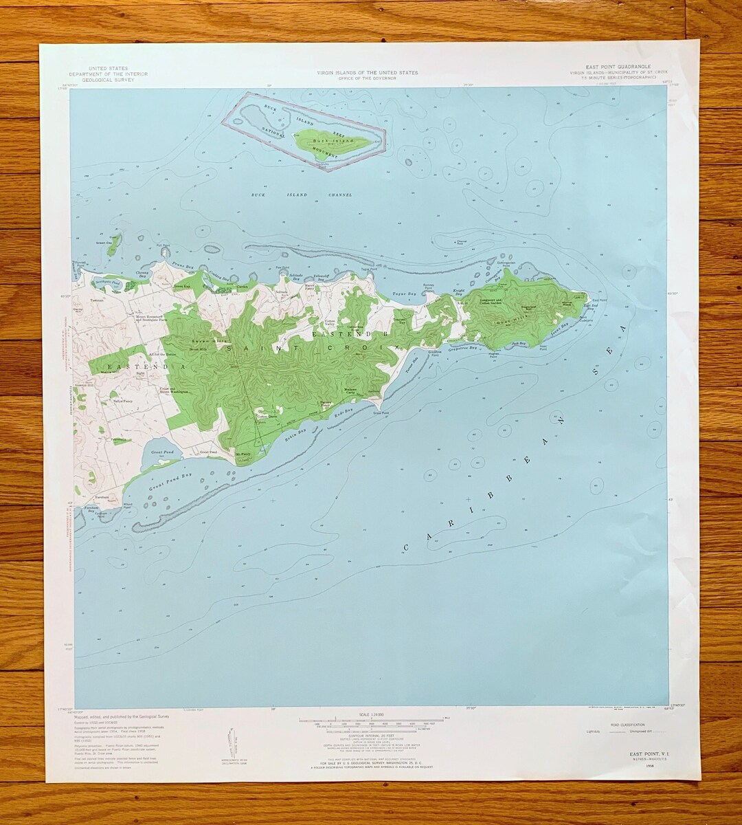 Antique St Croix, US Virgin Islands 1958 US Geological Survey ...