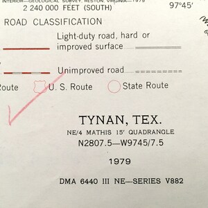Antique Tynan, Texas 1979 US Geological Survey Topographic Map ...
