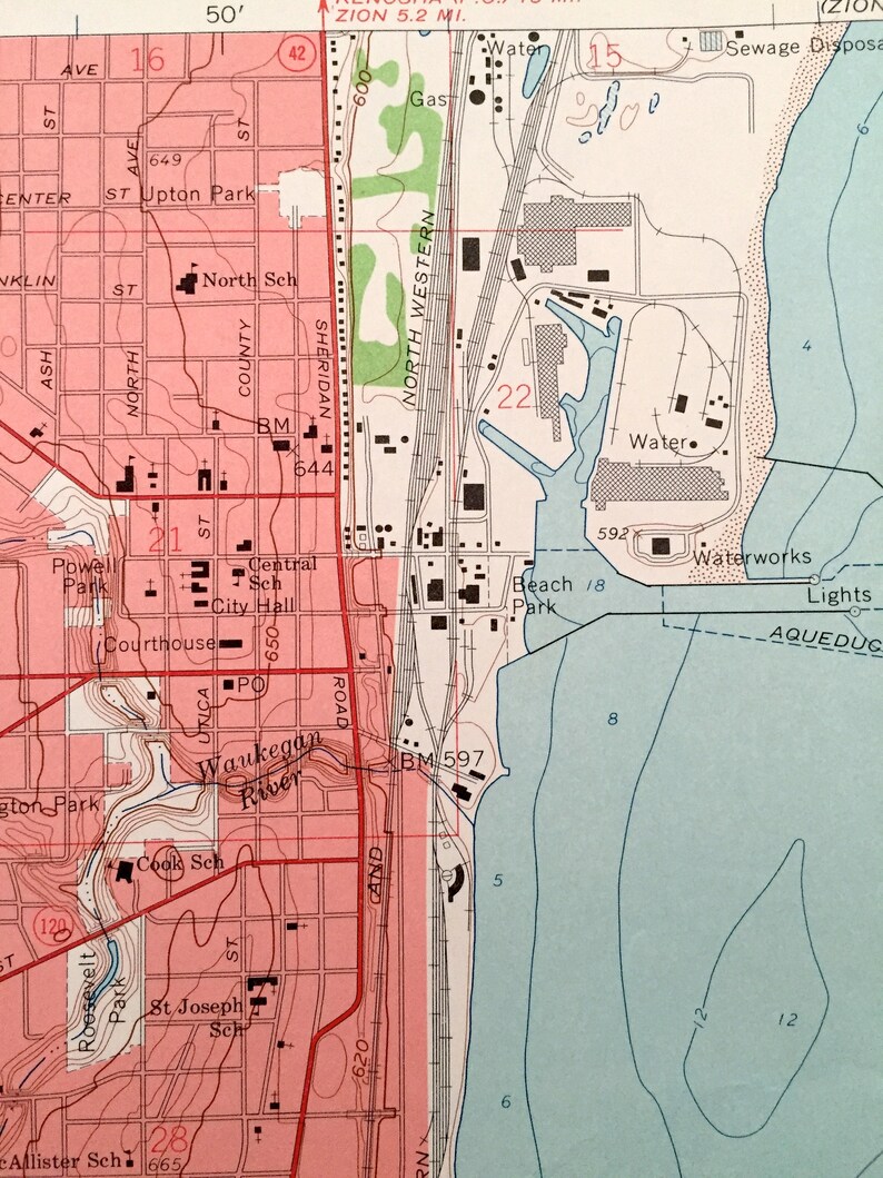 Antique Zion, Illinois 1960 US Geological Survey Topographic Map – Lake ...
