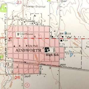 Antique Ainsworth, Nebraska 1954 US Geological Survey Topographic Map ...